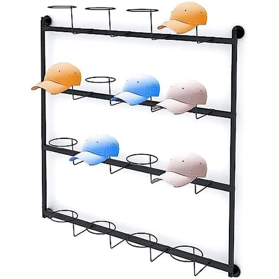 4 Tier Wall Mount Hat Rack, Commercial Cap Retail Display Stand with ...