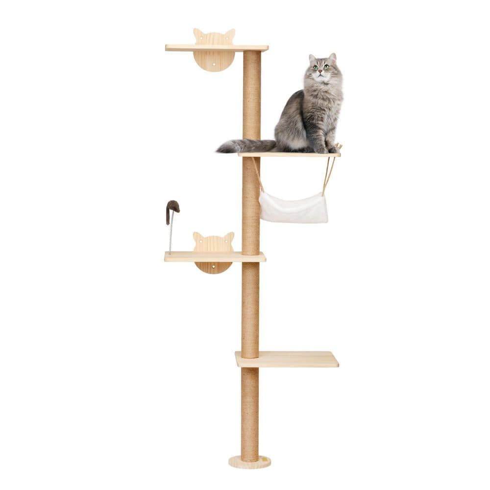 4-Tier Wall-Mounted Cat Tree Tower Scratching Post - Walmart.com