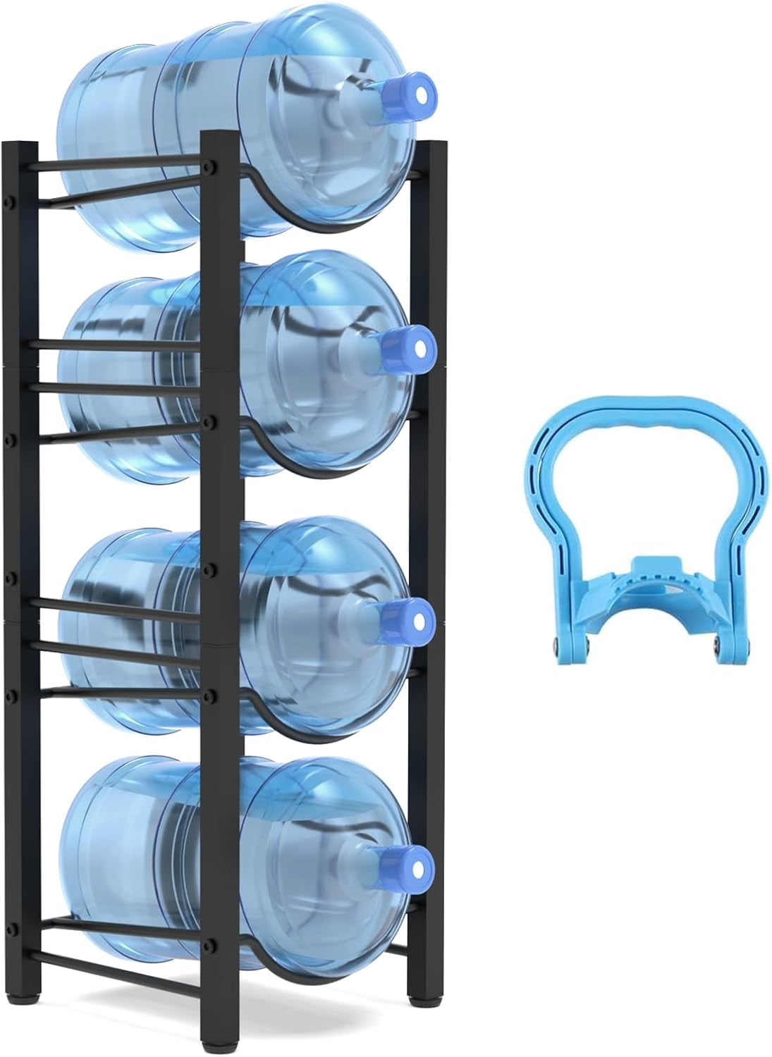 4 Tier Water Bottle Holder Storage Rack, 5 Gallon Water Jug Dispenser ...