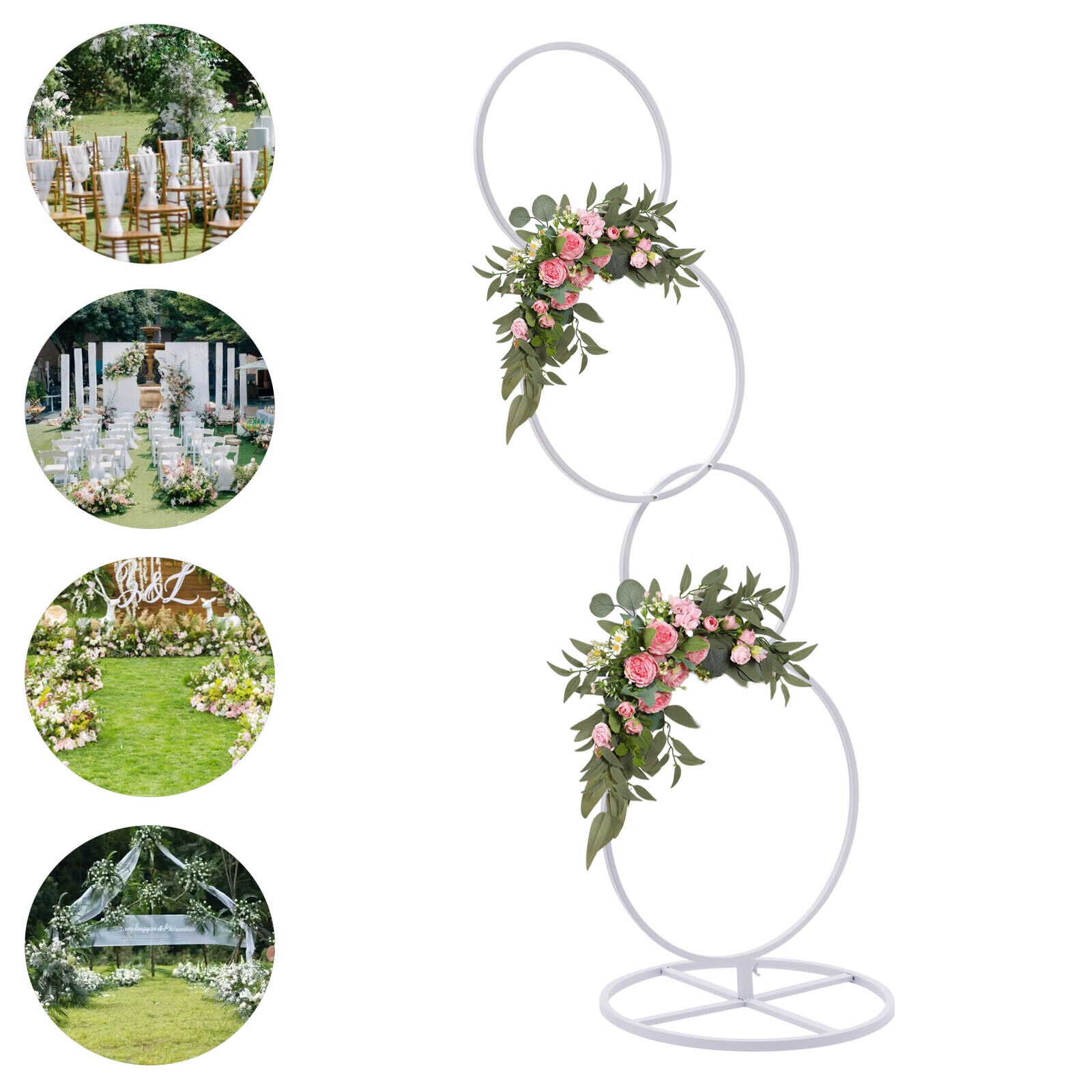 4 Tier Wedding Round Hoop Backdrop Stand, Centerpiece Garland Hoop ...