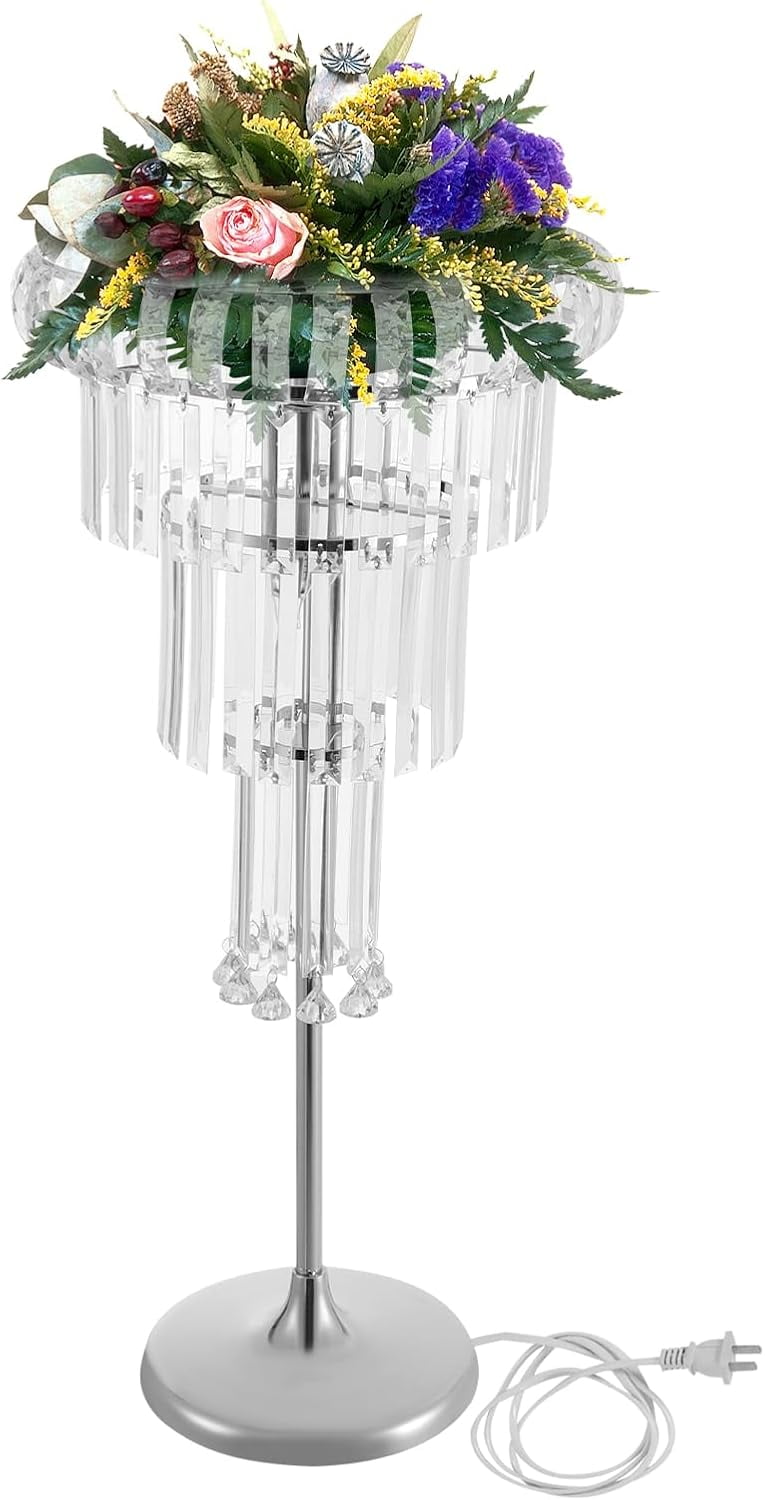 4-Tier Wedding Vase, 32 in Centerpieces Crystal Flower Stand with LED ...
