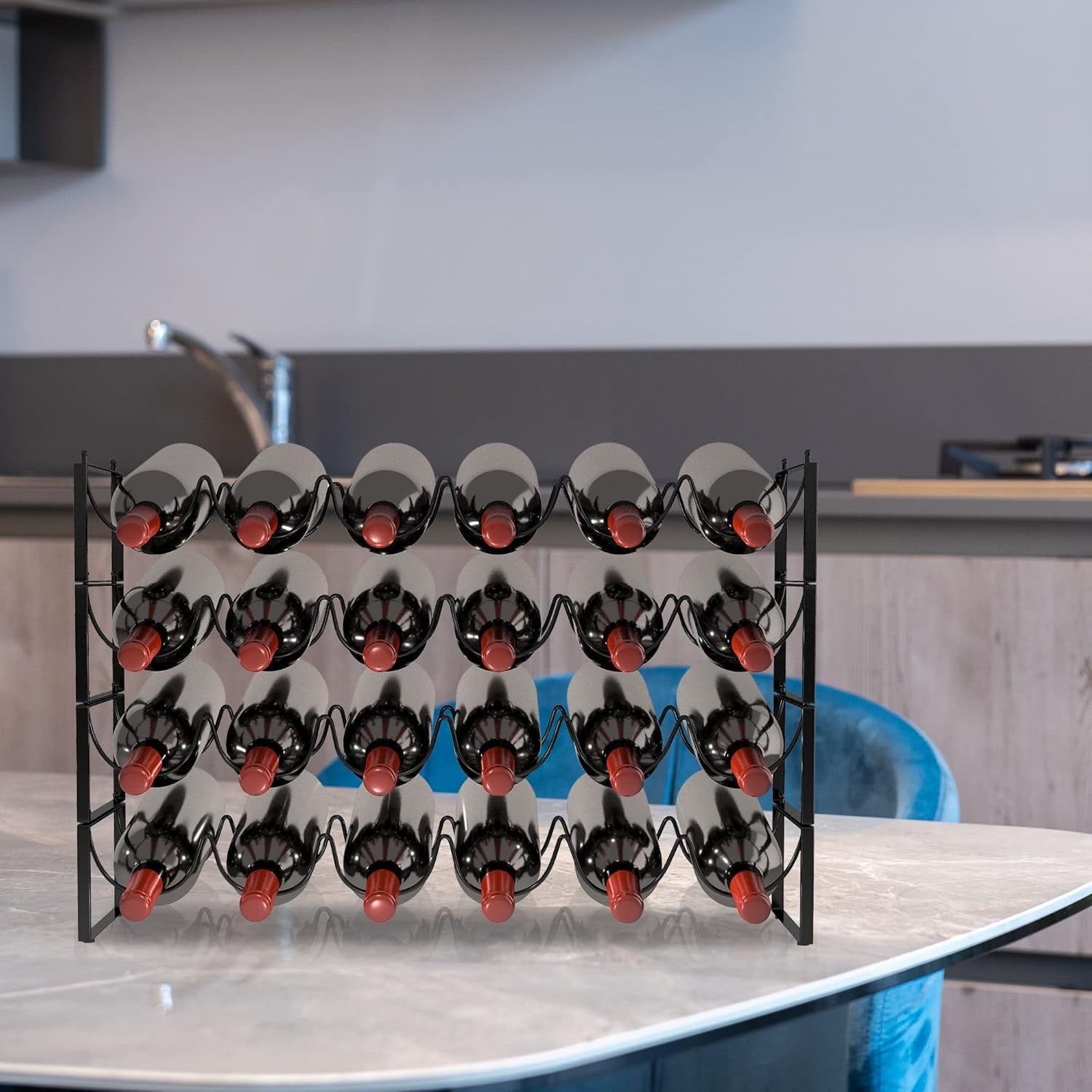 4 Tier Wine Rack - 3-in-1, Stackable, 24-Bottle Wine Storage Rack for ...