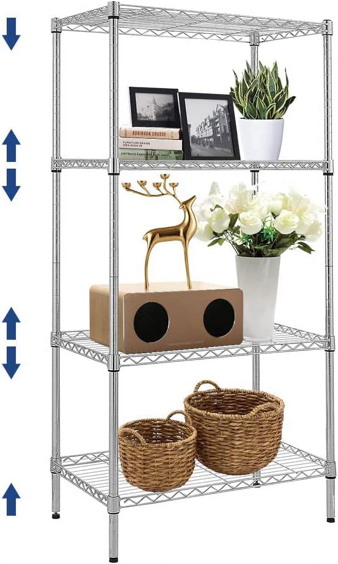 4 Tier Wire Shelving Rack with NSF Certified, Adjustable Metal Shelves ...