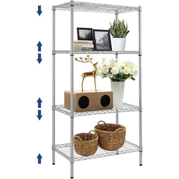 4 Tier Wire Shelving Rack with NSF Certified, Adjustable Metal Shelves ...