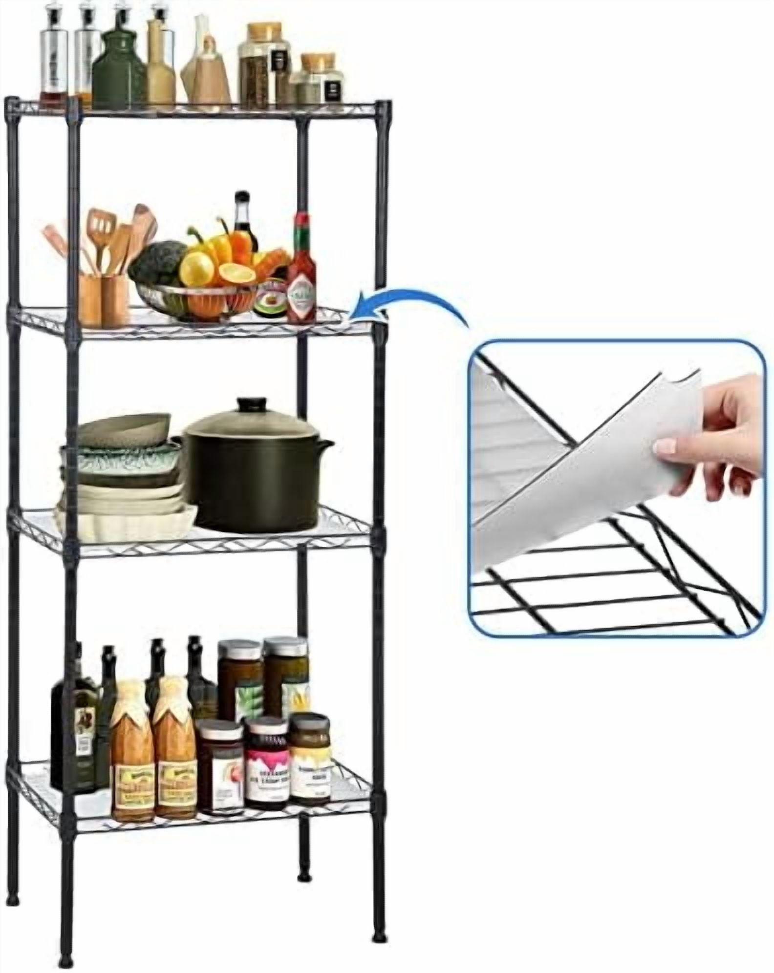 4 Tier Wire Shelving Unit 18''L×12''W×44''H NSF Metal Storage Shelves ...