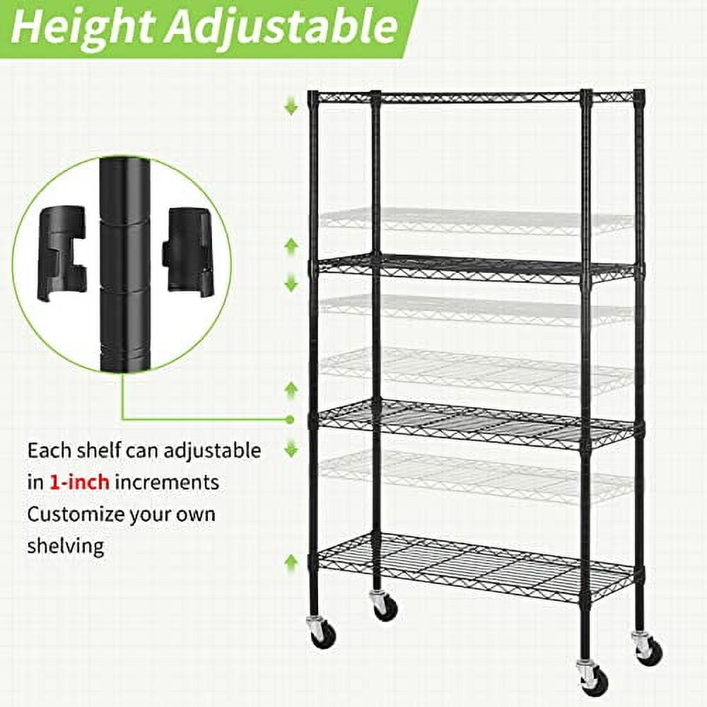 4 Tier Wire Shelving Unit 62" H x 36L x 14D Heavy Duty Metal Shelf ...