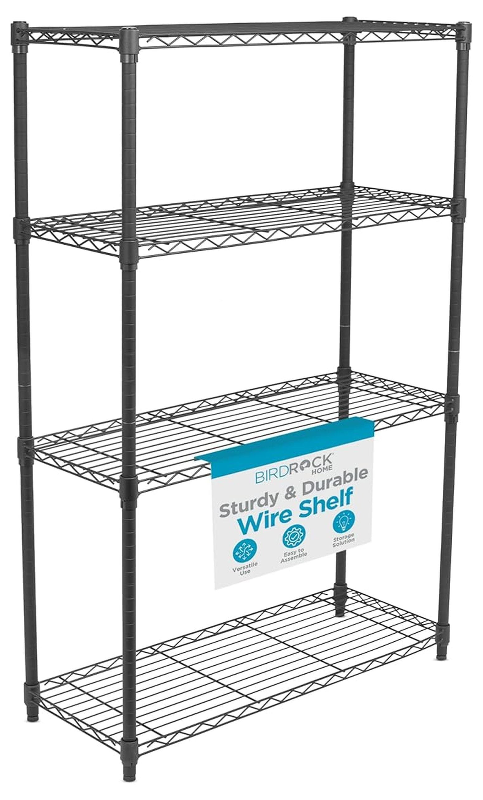 4-Tier Wire Shelving Unit | Black Heavy Duty Rack | Adjustable Storage ...