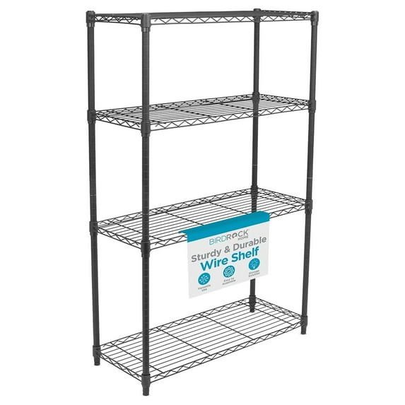 4-Tier Wire Shelving Unit | Black Heavy Duty Rack | Adjustable Storage ...