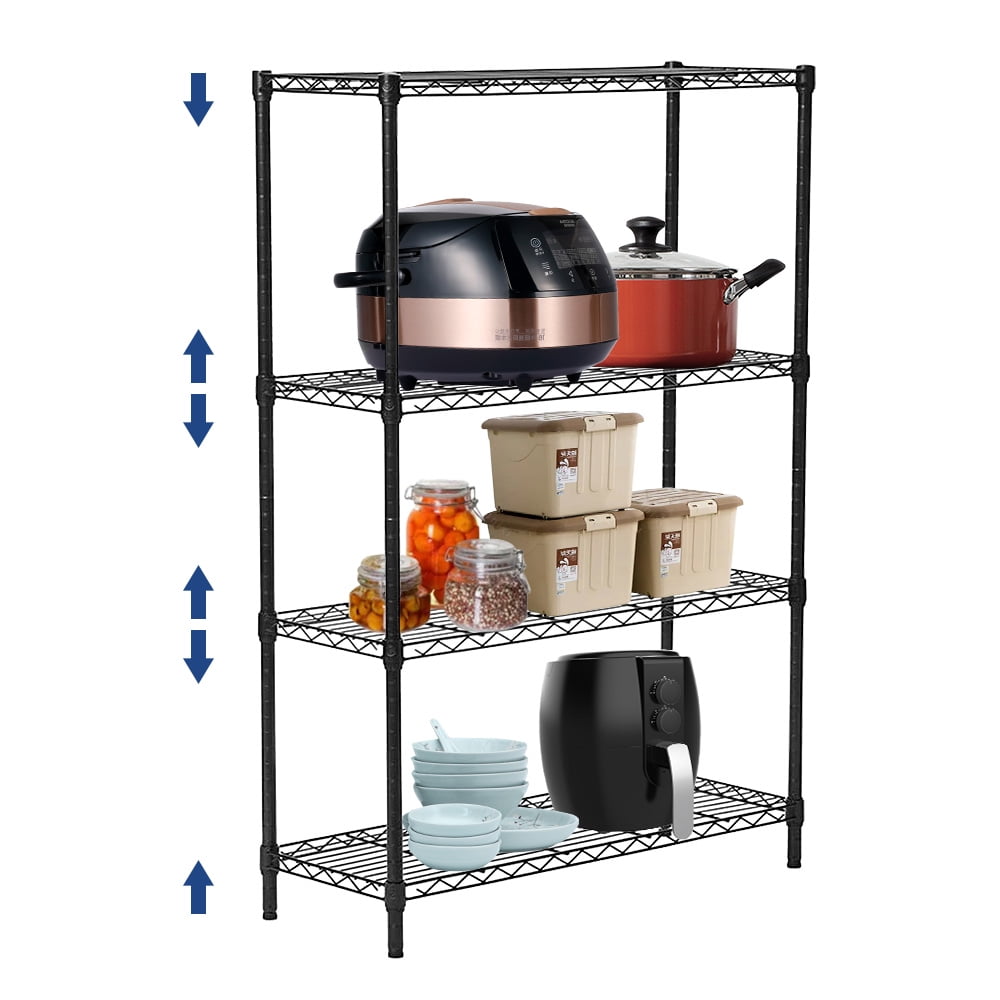 4 Tier Wire Shelving Unit, Height Adjustable Wire Shelves with 265 LBS ...