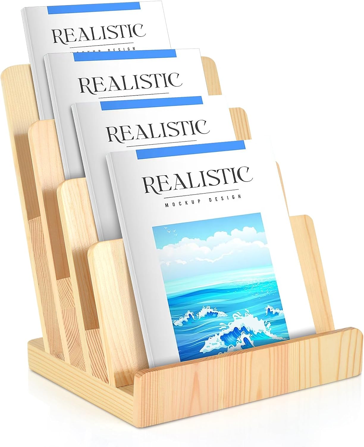 4 Tier Wood Brochure Holder 8.5 x 11Magazine Display Rack Brochure ...