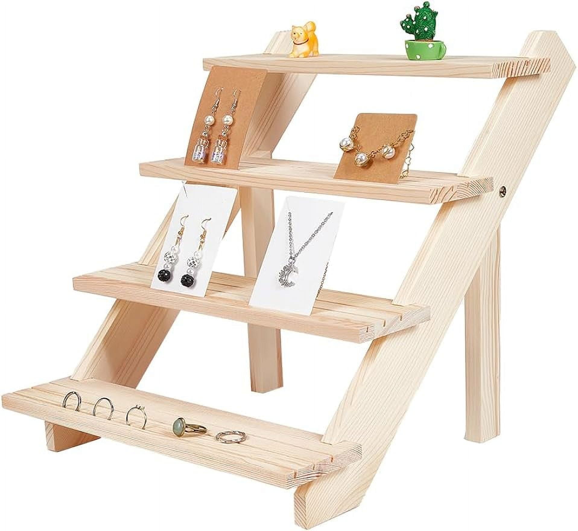 4-Tier Wood Earring Display Riser Custom Retail Jewelry Card Display ...