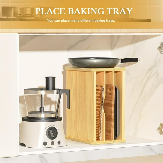 4 Tier Wooden Cabinet Tray Dividers, Kitchen Vertical Baking Sheet ...