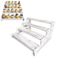 4 Tier Wooden Cupcake Stand Rustic White Tiered Display for Parties and ...