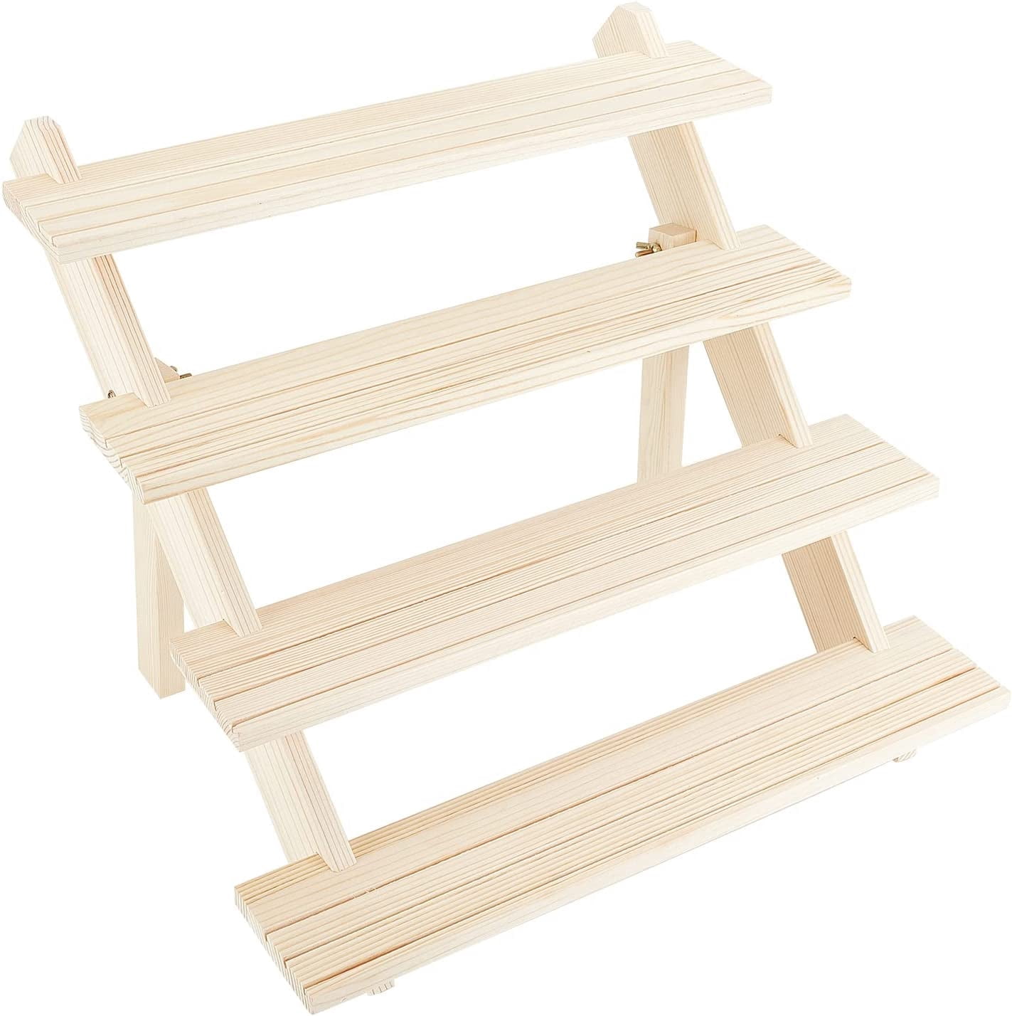 4-Tier Wooden Display Stand Riser 12-Slot Earring Ring Holder ...