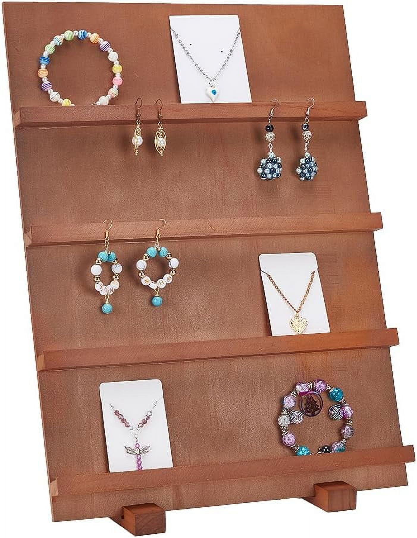 4 Tier Wooden Jewelry Display Earring Holder Display Rack Removable ...