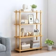 4-Tier Wooden Shelf Bookcase - Modern Open Bookshelf, Free Standing ...