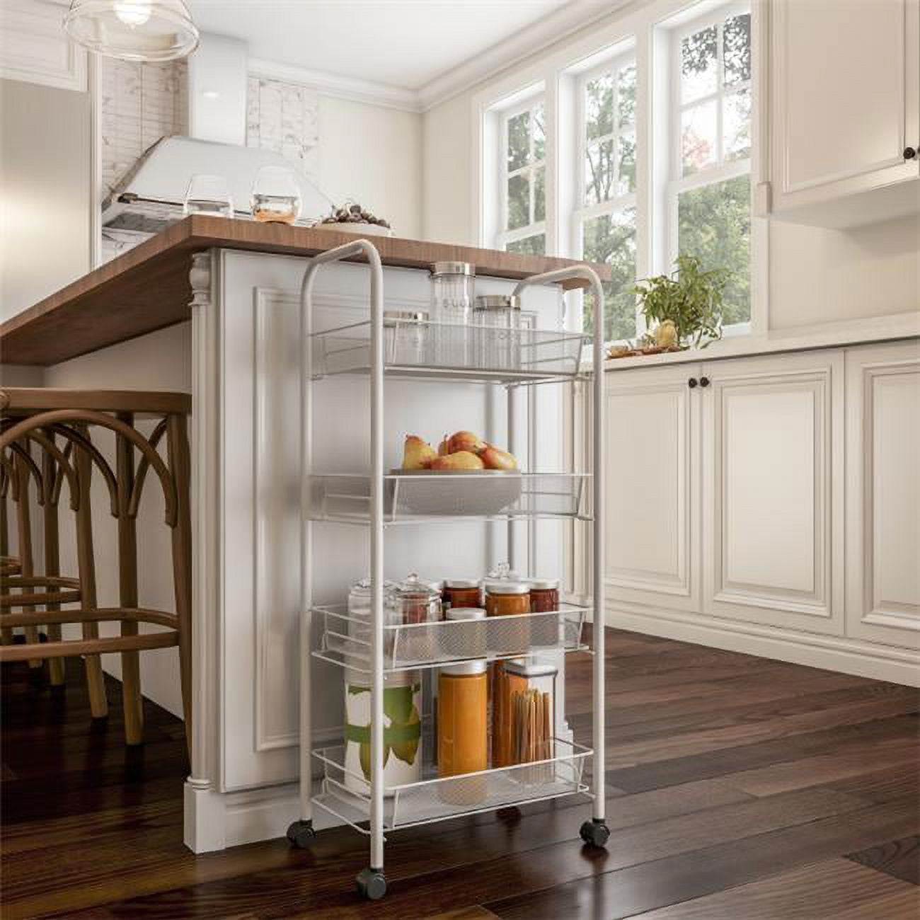 4-Tiered Narrow Rolling Storage Shelves - Walmart.com