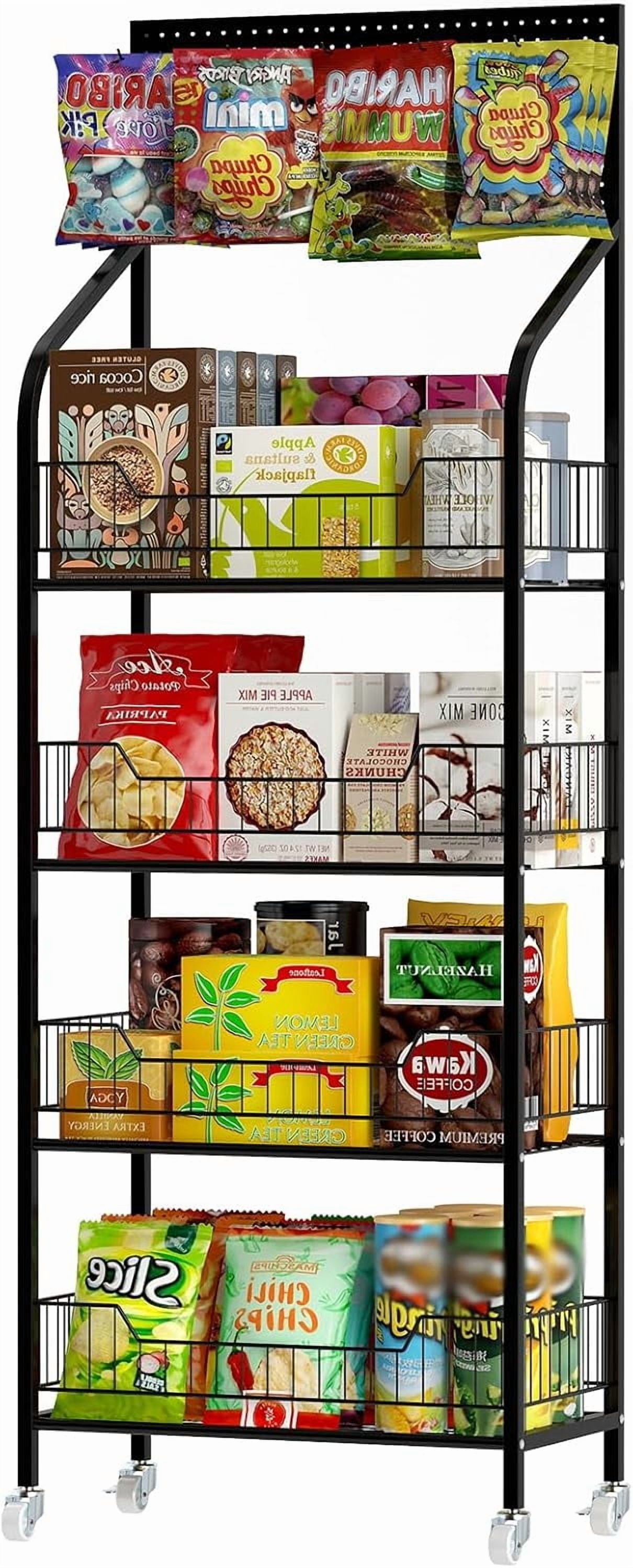 4 Tiered Retail Display Shelf Stand, Store Candy Chip Snack Display ...