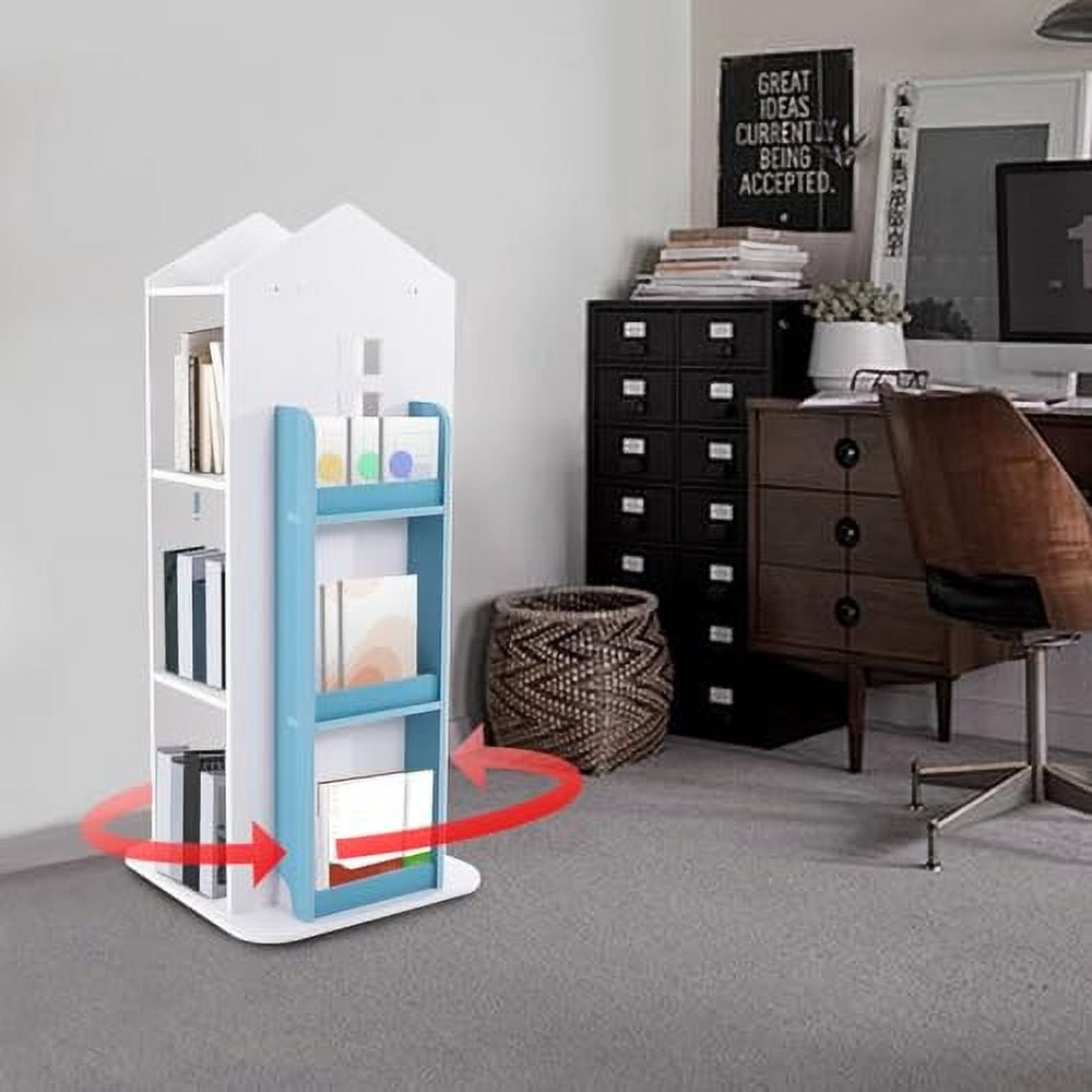 4 Tiers 360° Rotating Bookshelf, Freestanding Castle Book Shelf Modern ...