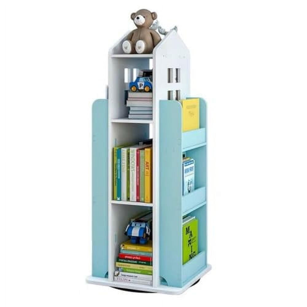4 Tiers 360° Rotating Bookshelf, Freestanding Castle Book Shelf Modern ...