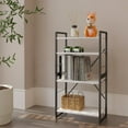 4 Tiers Adjustable Bookshelf White Faux Marble Organizer, Modern Small ...