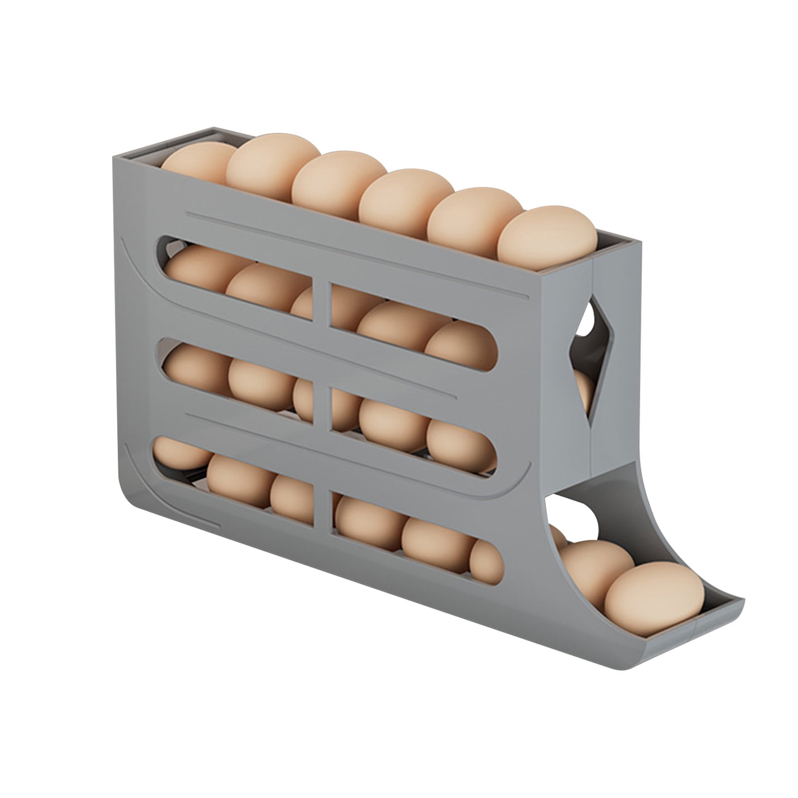 4 Tiers Auto Rolling Fridge Eggs Organizer 30 Eggs Dispenser Rack Space ...