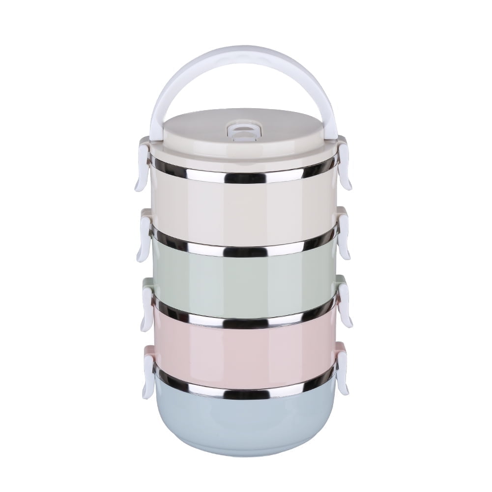 4 Tiers Bento Portable Stainless Steel Adults Lunch Containers Wide ...