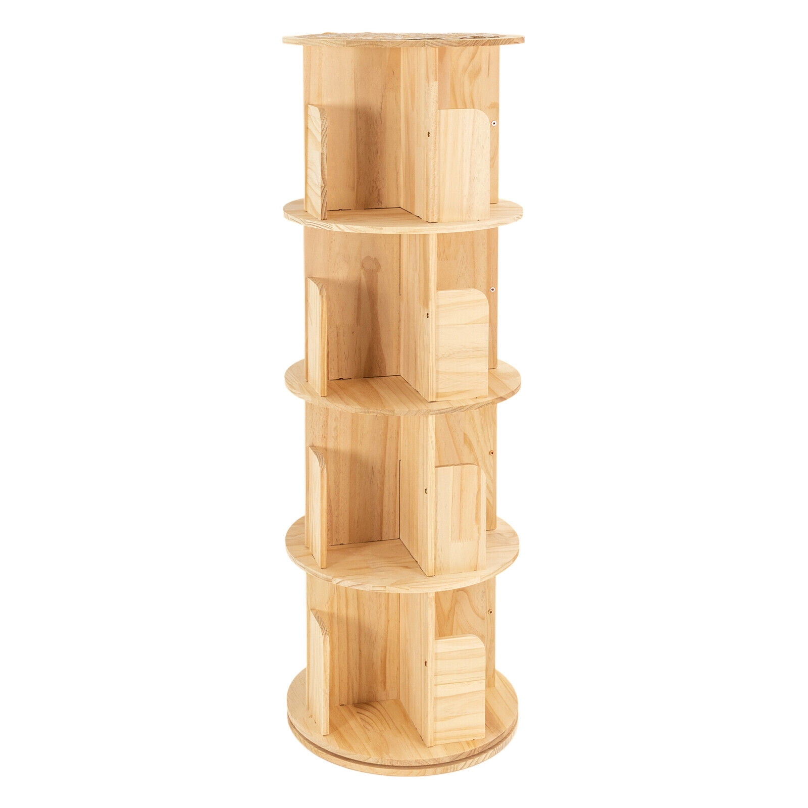 4 Tiers Bookshelf Rotating Storage 360 Display Floor Stand Cylinder ...