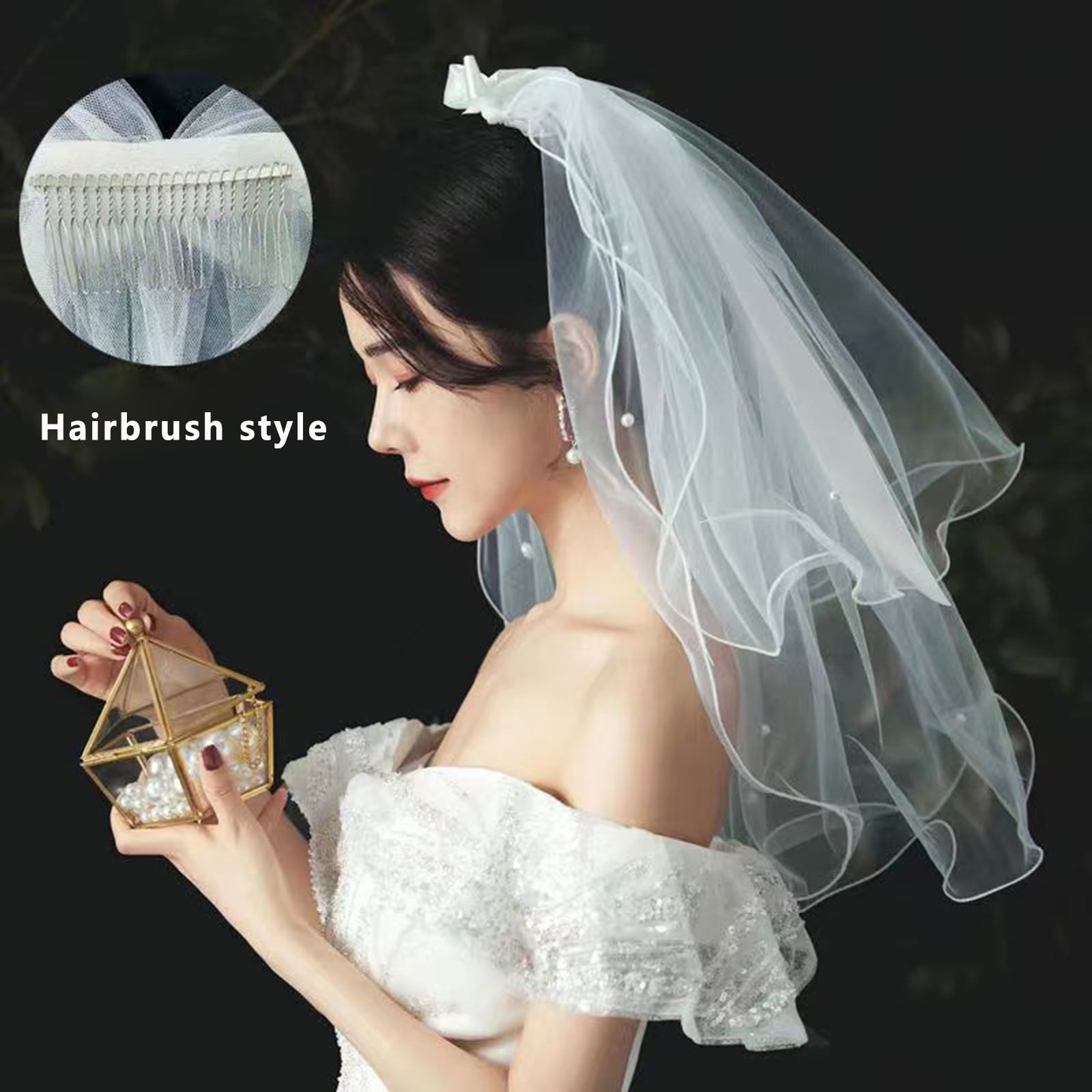 4 Tiers Bridal Veil Wedding Veils for Brides Women's White Tulle Short ...