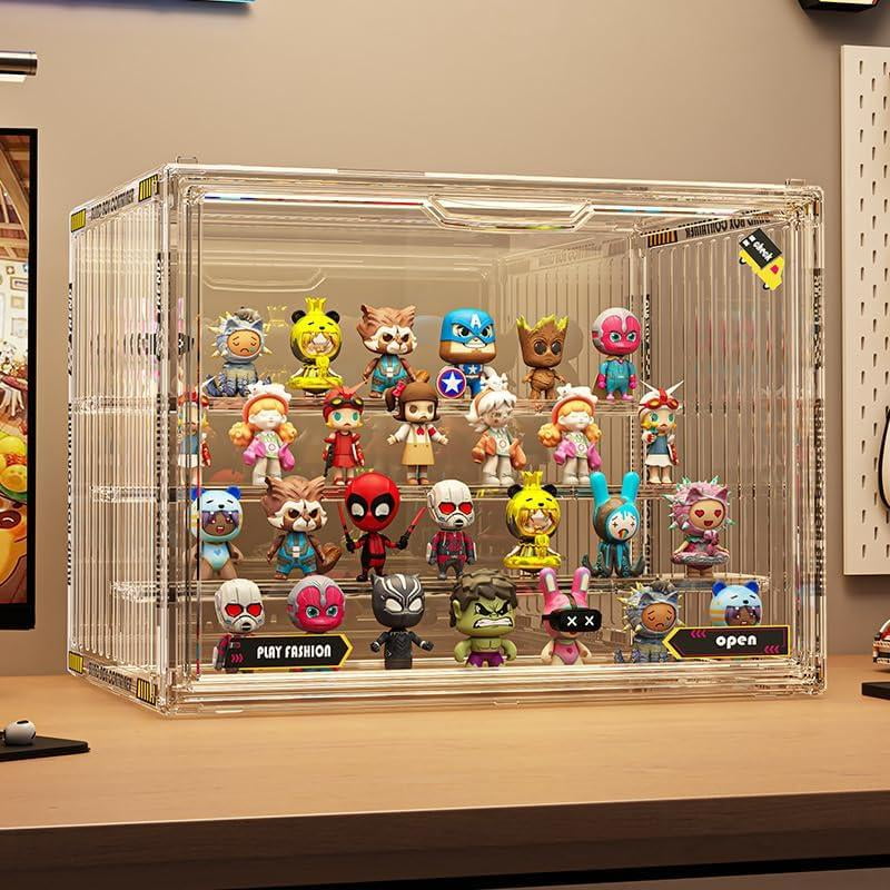 4 Tiers Clear Display Case for Figures, Acrylic Storage Organizers Box ...