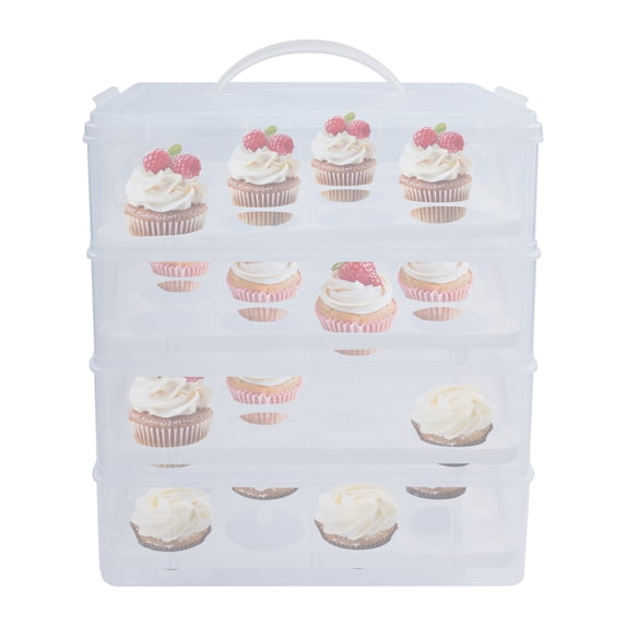 4-Tiers Cupcake Carrier, Cupcake Holder, Cupcake and Brownie Storage ...