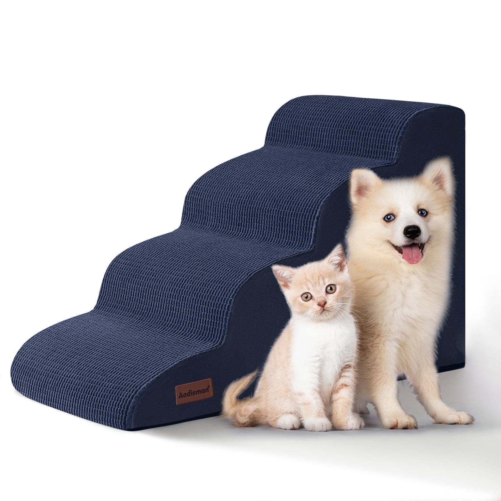4 Tiers Dog Ramp and Stairs for Beds Or Couches - Non-Slip Sturdy Pet ...