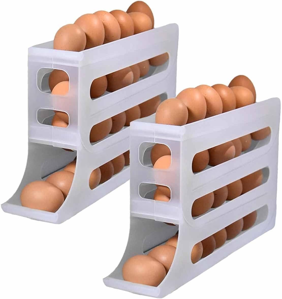 4 Tiers Egg Holder For Fridge,30 Eggs Fridge Egg Rack Large Capacity ...