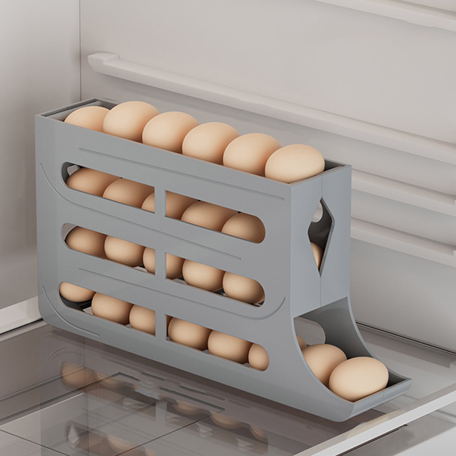 4 Tiers Egg Holder for Fridge, Egg Dispenser for Refrigerator ...