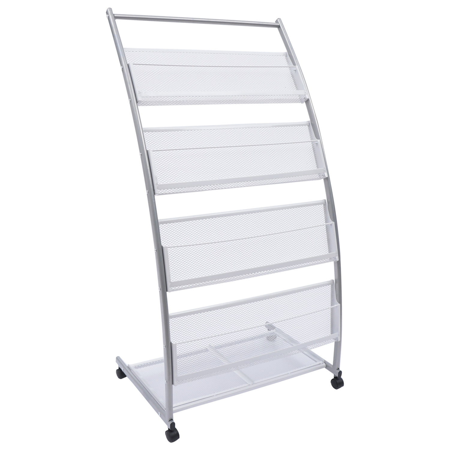 4 Tiers Freestanding Magazine Rack, Metal Brochure Display Stand Rack ...