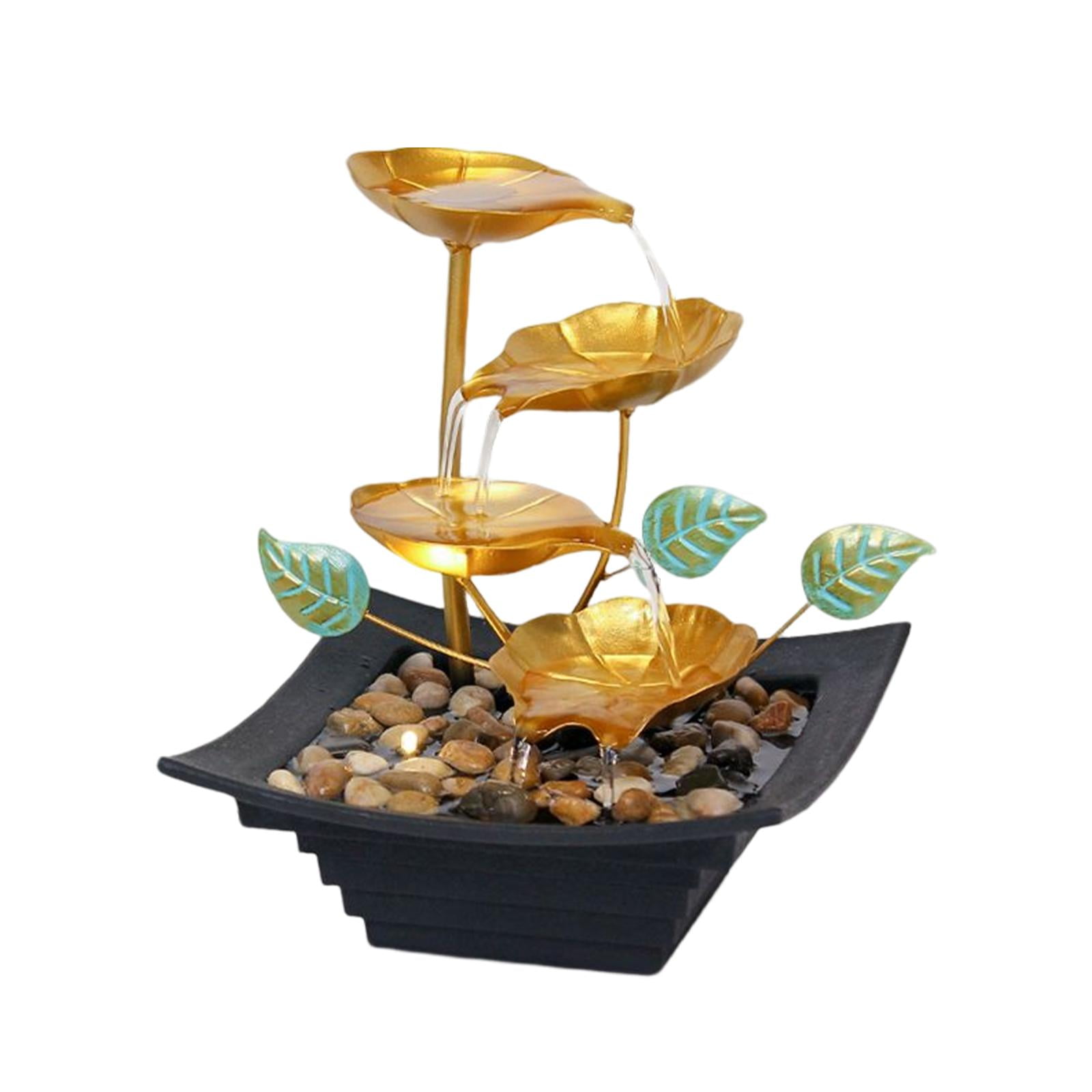 4 Tiers Indoor Waterfall Relaxation Fountains Waterfall Leaf Tabletop ...
