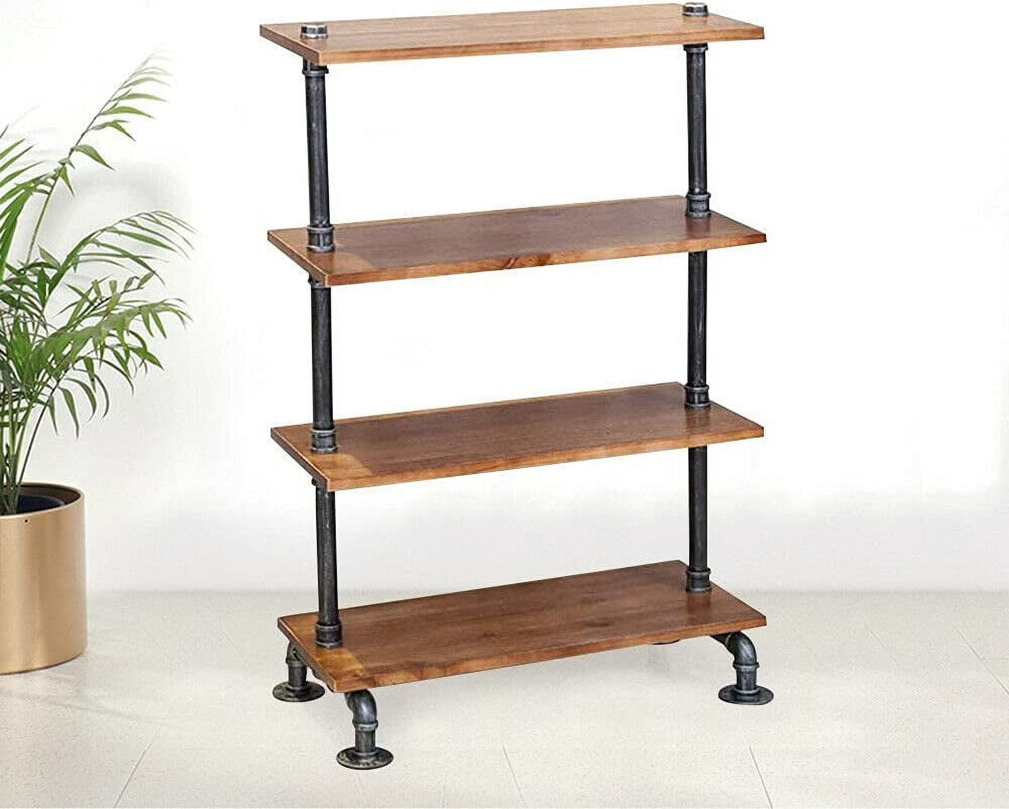 4 Tiers Industrial Free Standing Iron Pipe Shelving Storage Office ...