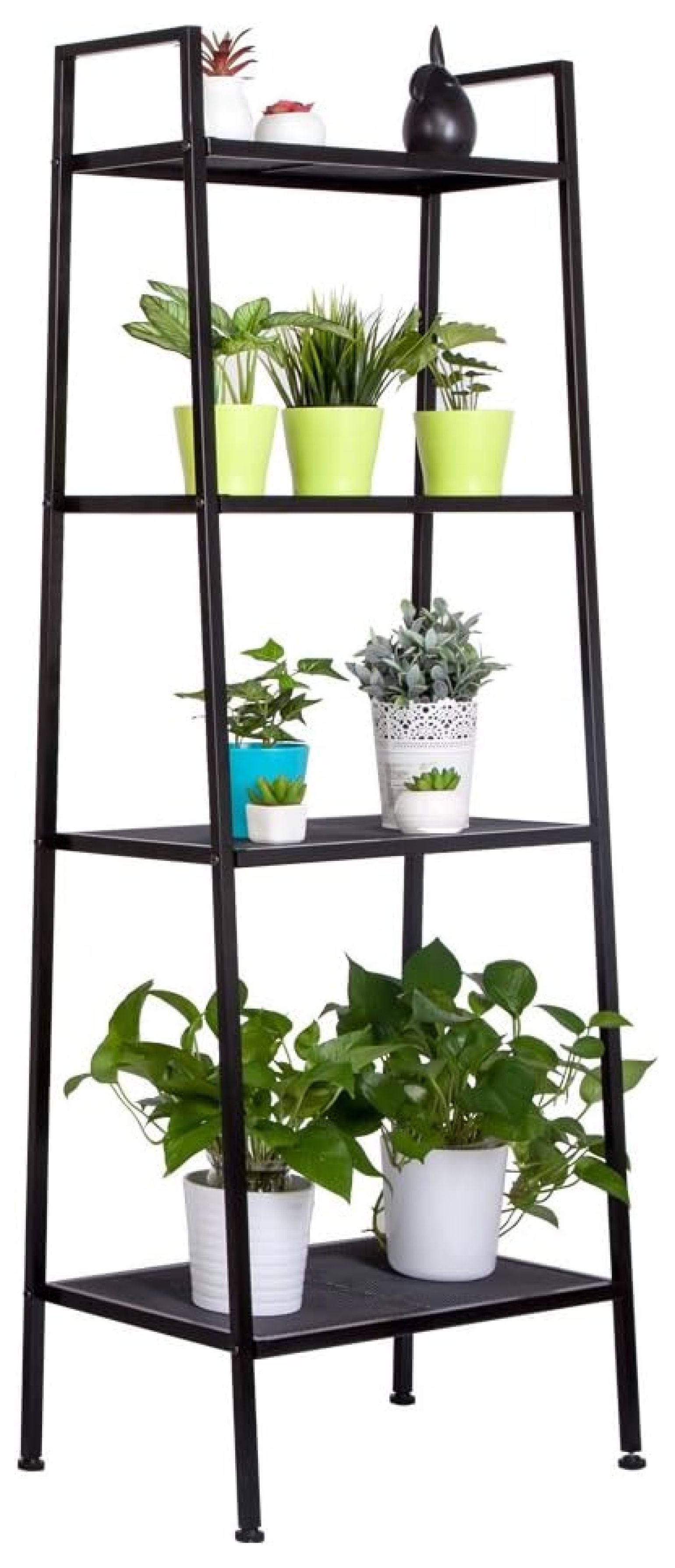 4 Tiers Ladder Shelf Bookcase, Leaning Free Standing Frame Decor ...