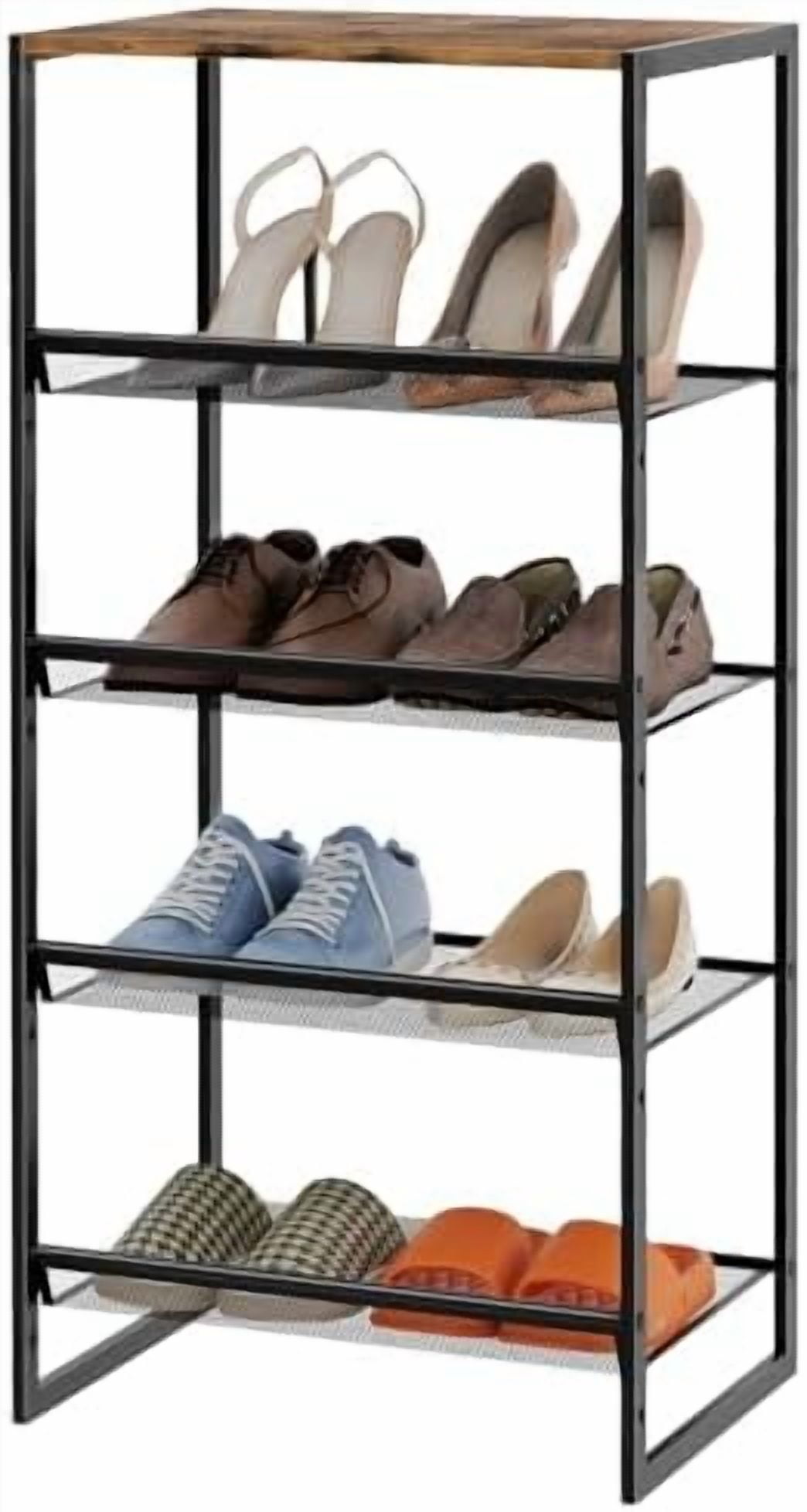 4 Tiers Narrow Shoe Rack,Small Space Freestanding Shoe Storage ...