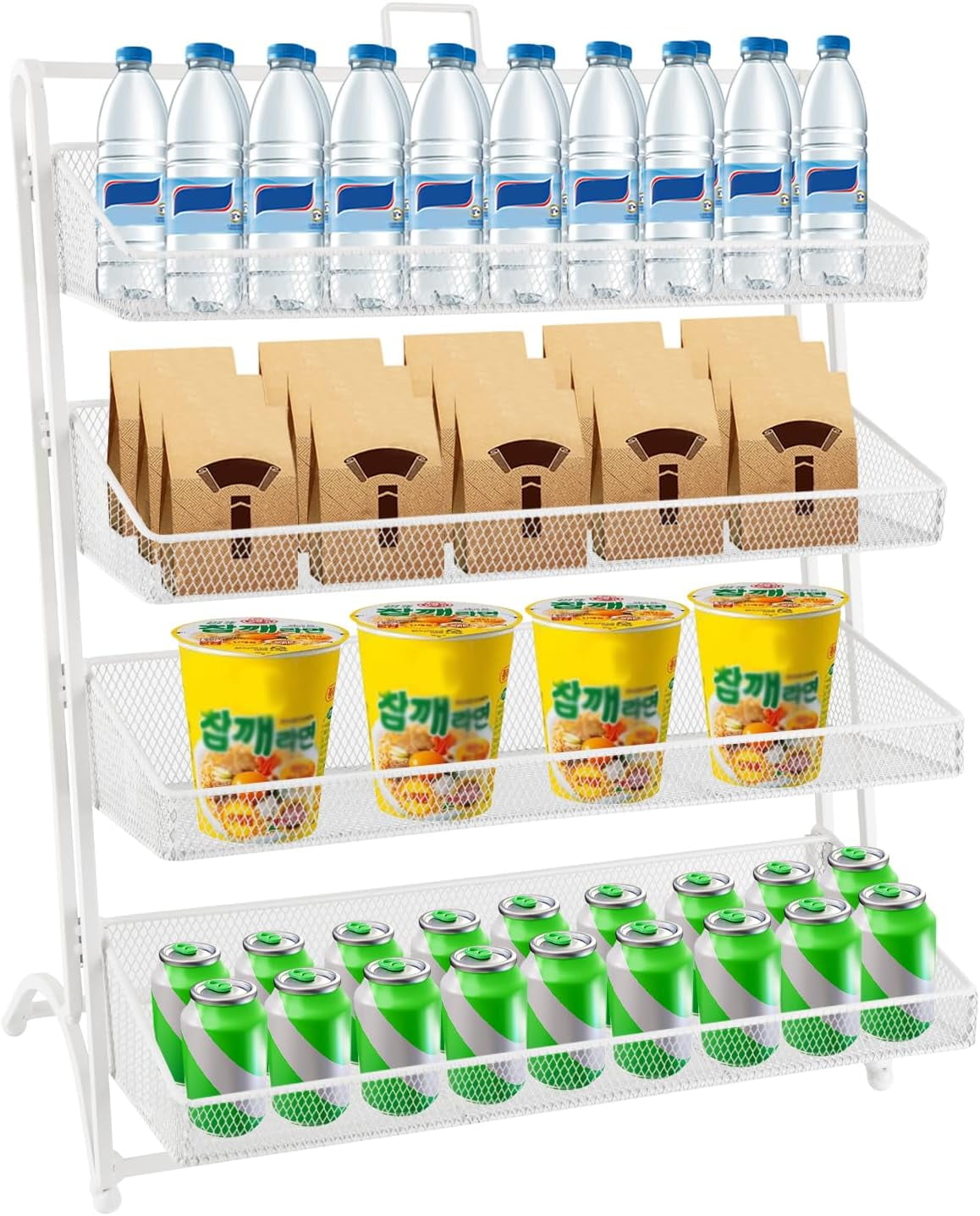 4 Tiers Retail Candy Display Rack with Baskets, Snack Shelf For ...