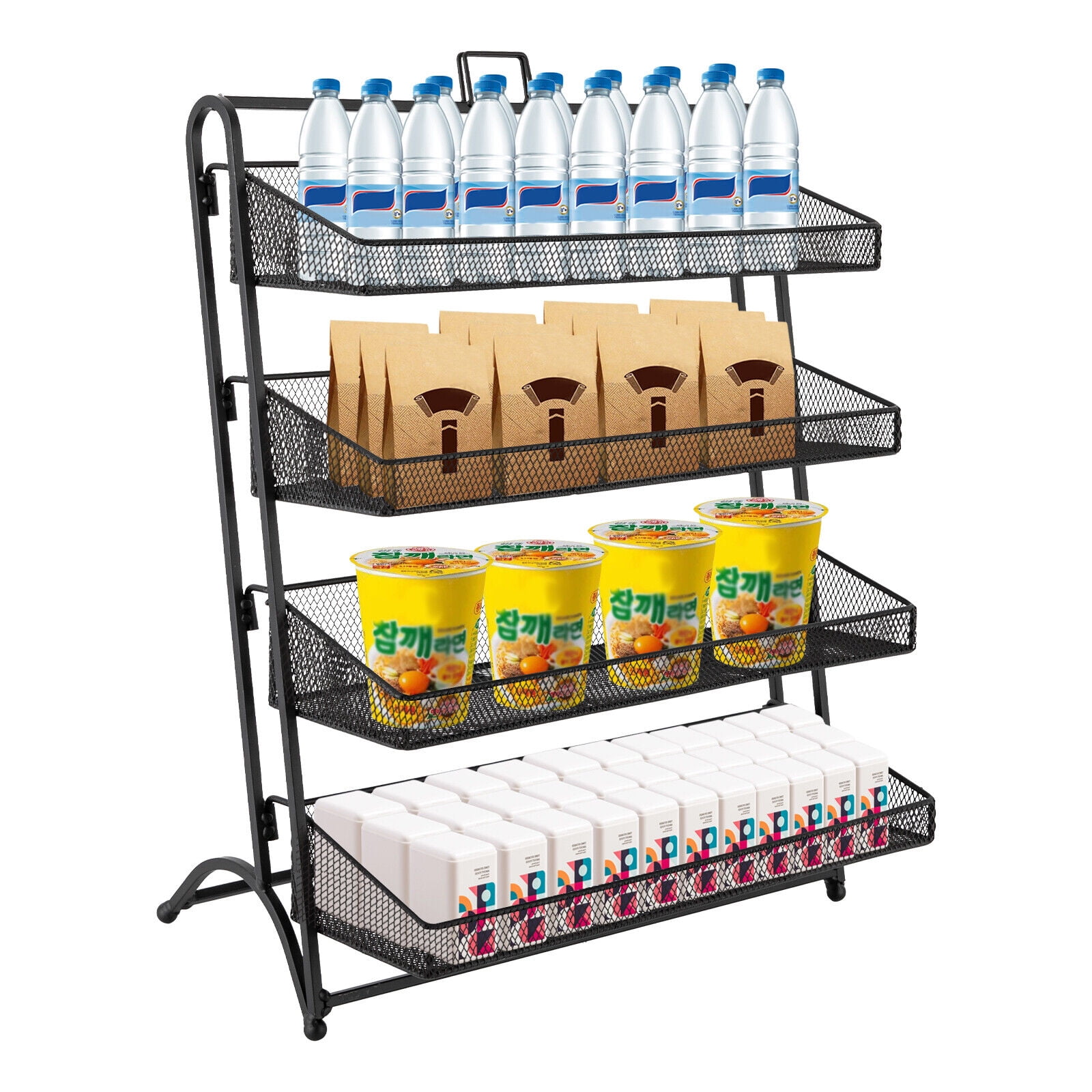 4-Tiers Retail Candy Display Rack Snack Storage Shelving Organizer for ...
