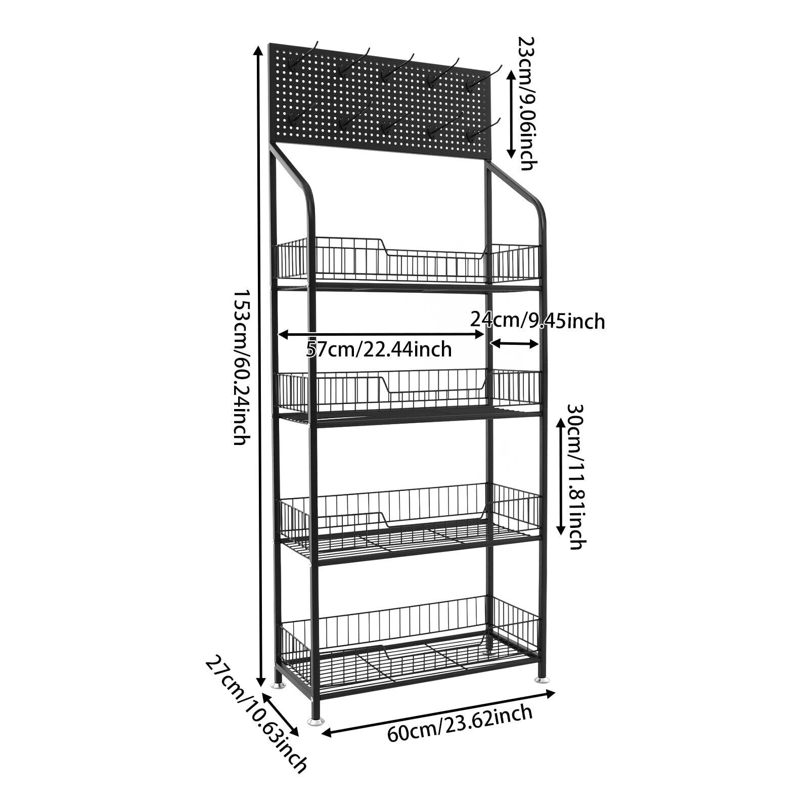 4 Tiers Retail Display Rack Snack Display Organizer Snack Rack Stand ...