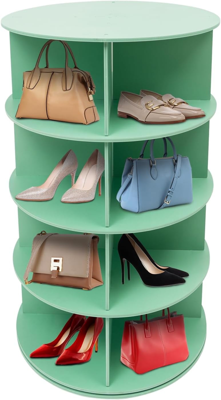 4 Tiers Rotating Shoe Rack,Vertical Spinning Shoe Display Tower with ...