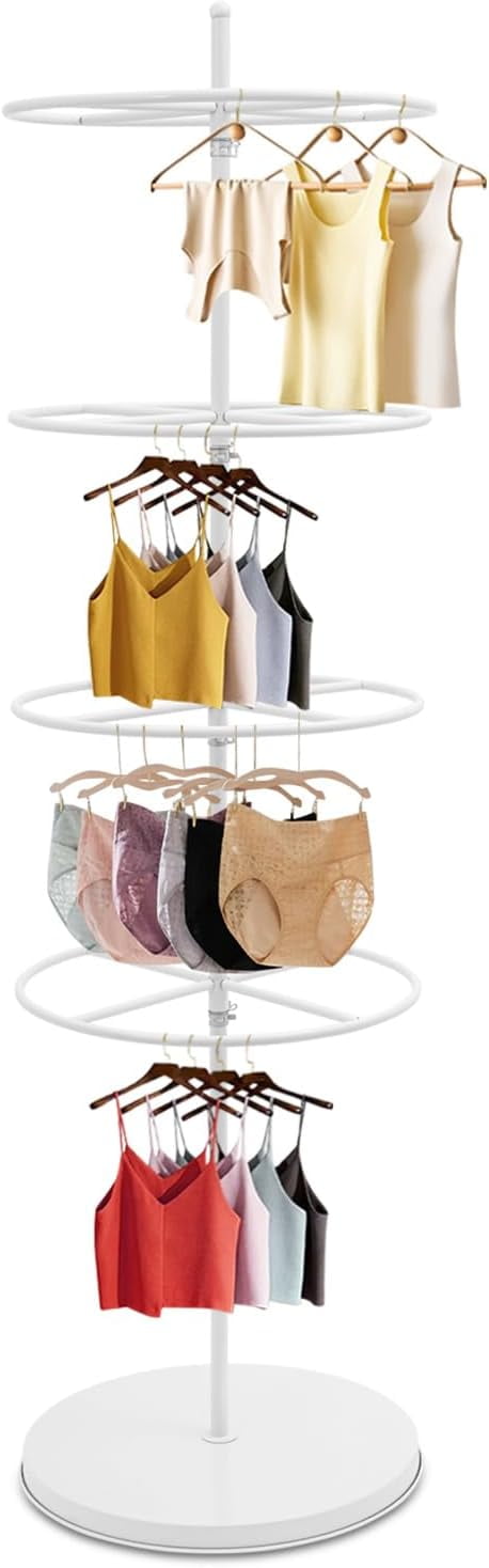 4 Tiers Round Clothing Rack, 360° Rotatable Clothes Hanging Rack ...