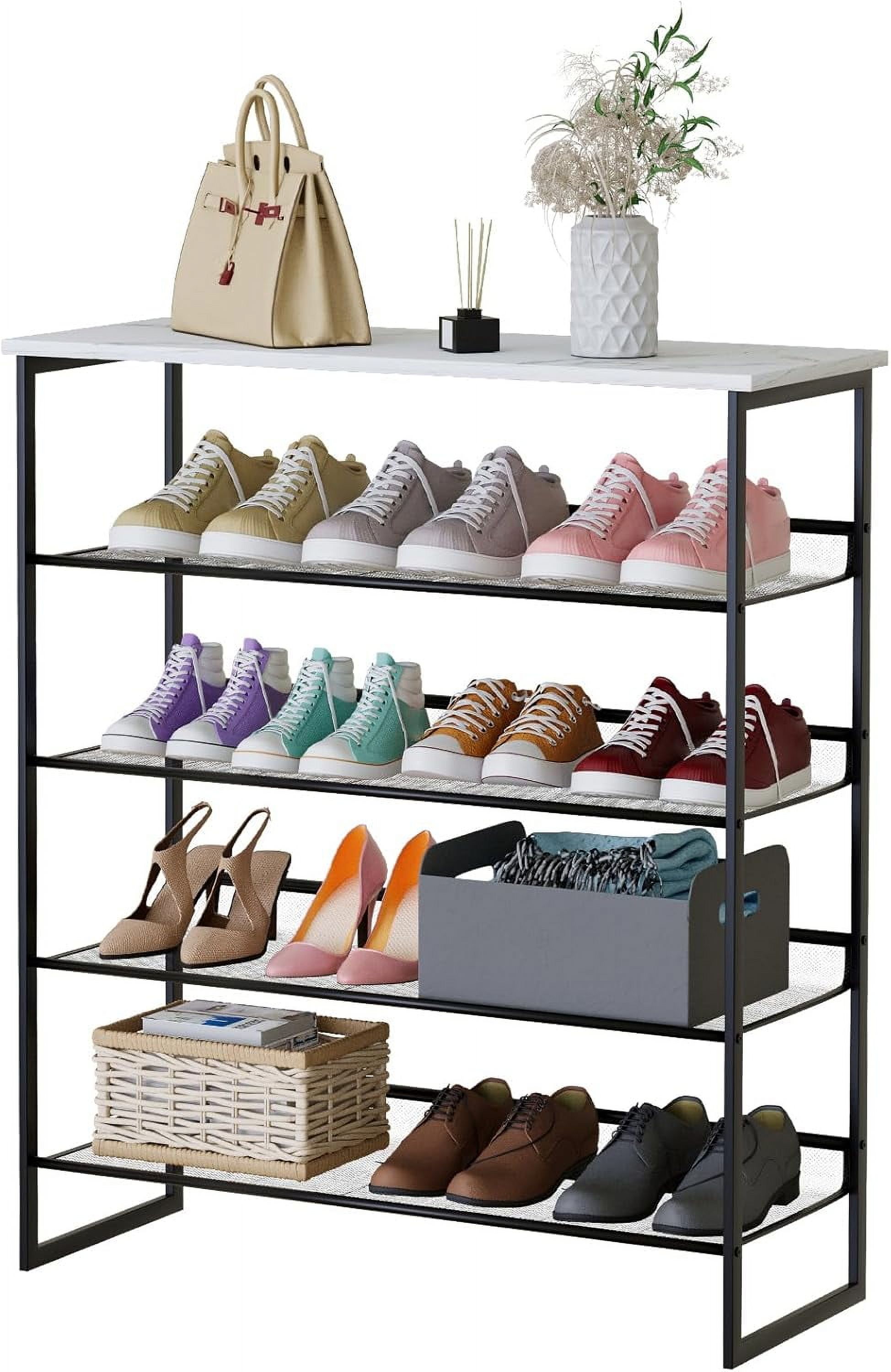4-Tiers Shoe Storage Freestanding Organizer Modern 25.2 in Tilting ...