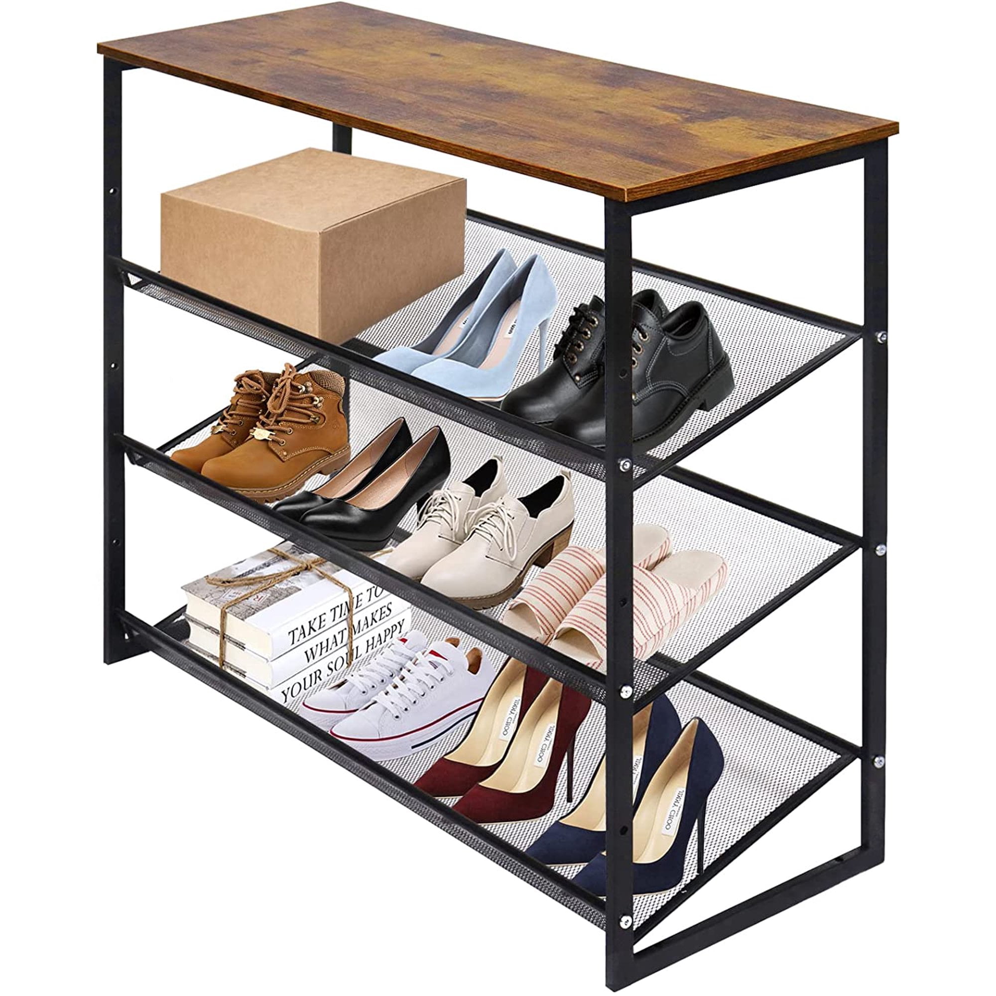 4-Tiers Shoe Storage Freestanding Organizer Modern Tilting Adjustable ...