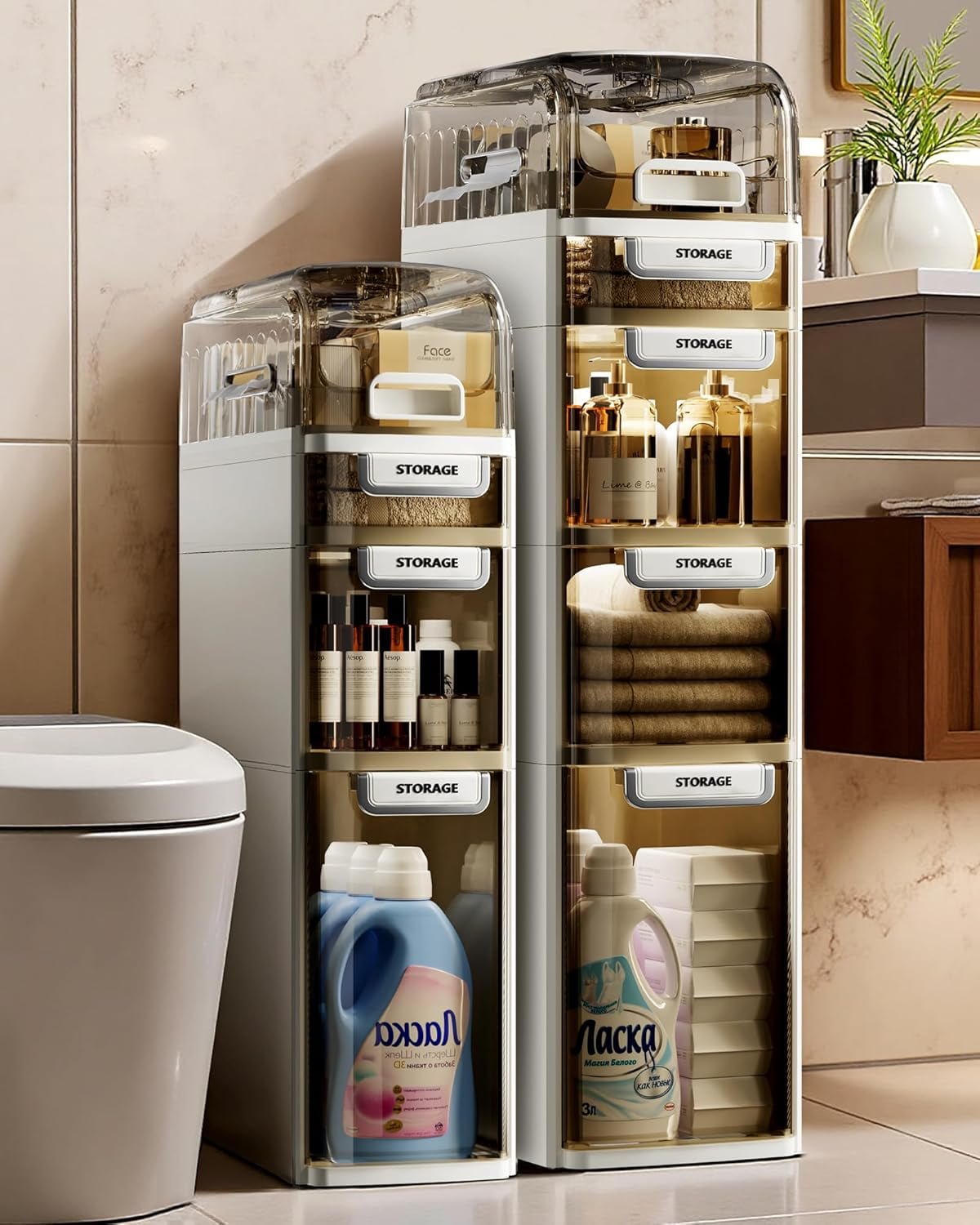 4-Tiers Slim Bathroom Storage Cabinet – Space-Saving Vertical ...