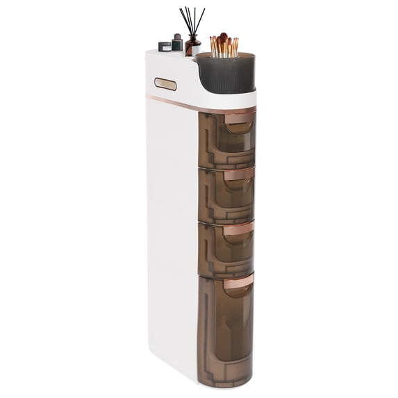 4 Tiers Slim Bathroom Storage, Mobile Storage Organizer, 4-Drawer ...