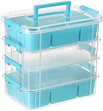 4-Tiers Stack Carry Storage Box With 2 Divided Tray, Transparent ...