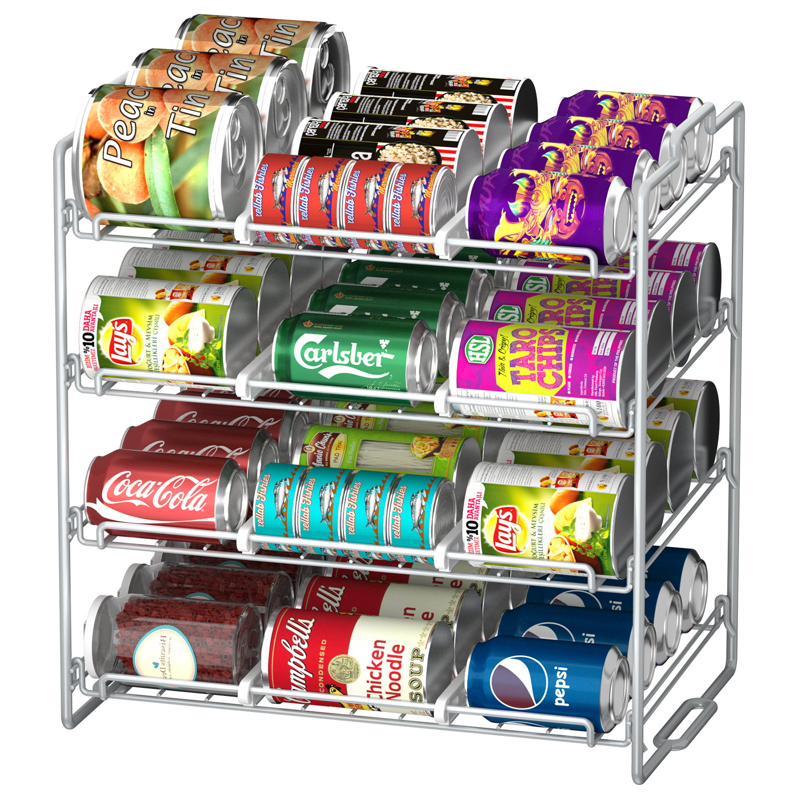 Mainstays 3-Tier Can Dispenser Rack Organizer Powder Coated Steel White ...